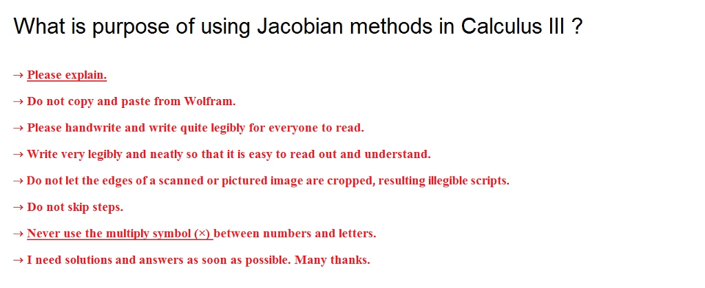 Solved What is purpose of using Jacobian methods in Calculus | Chegg.com