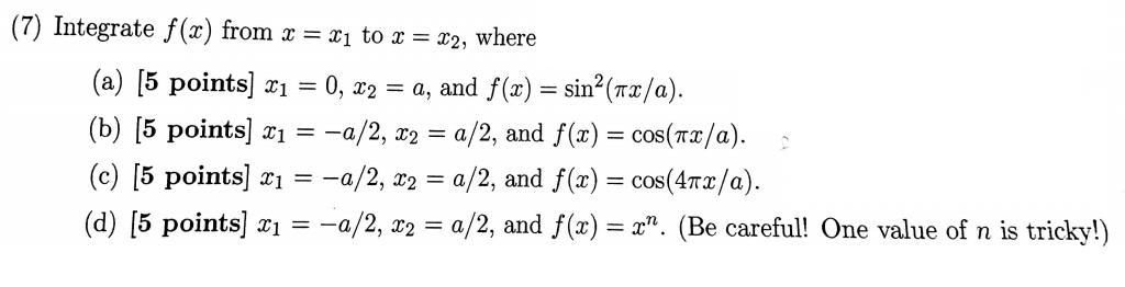 Solved Integrate f(x) from x = x_1 to x = x_2, where X_1 = | Chegg.com