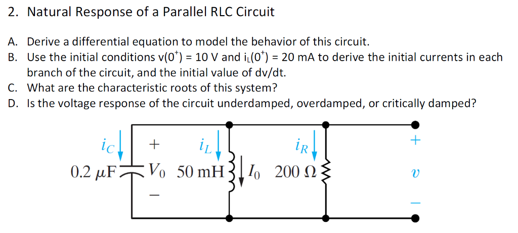 Solved 2. Natural Response of a Parallel RLC Circuit A. | Chegg.com