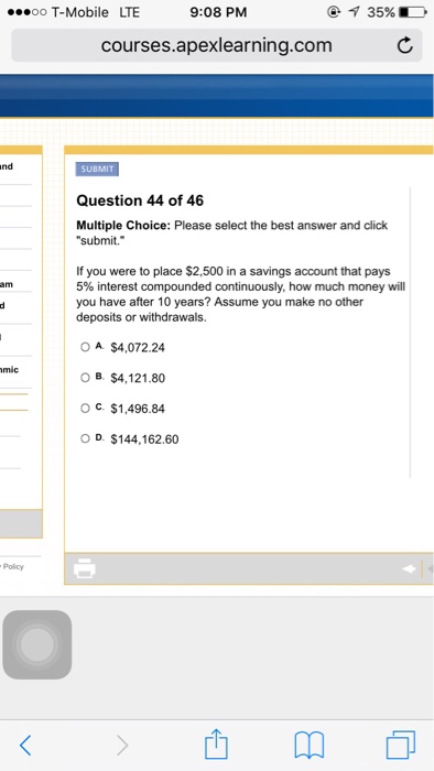 Solved o T-Mobile LTE 9:08 PM courses.apexlearning.com nd | Chegg.com