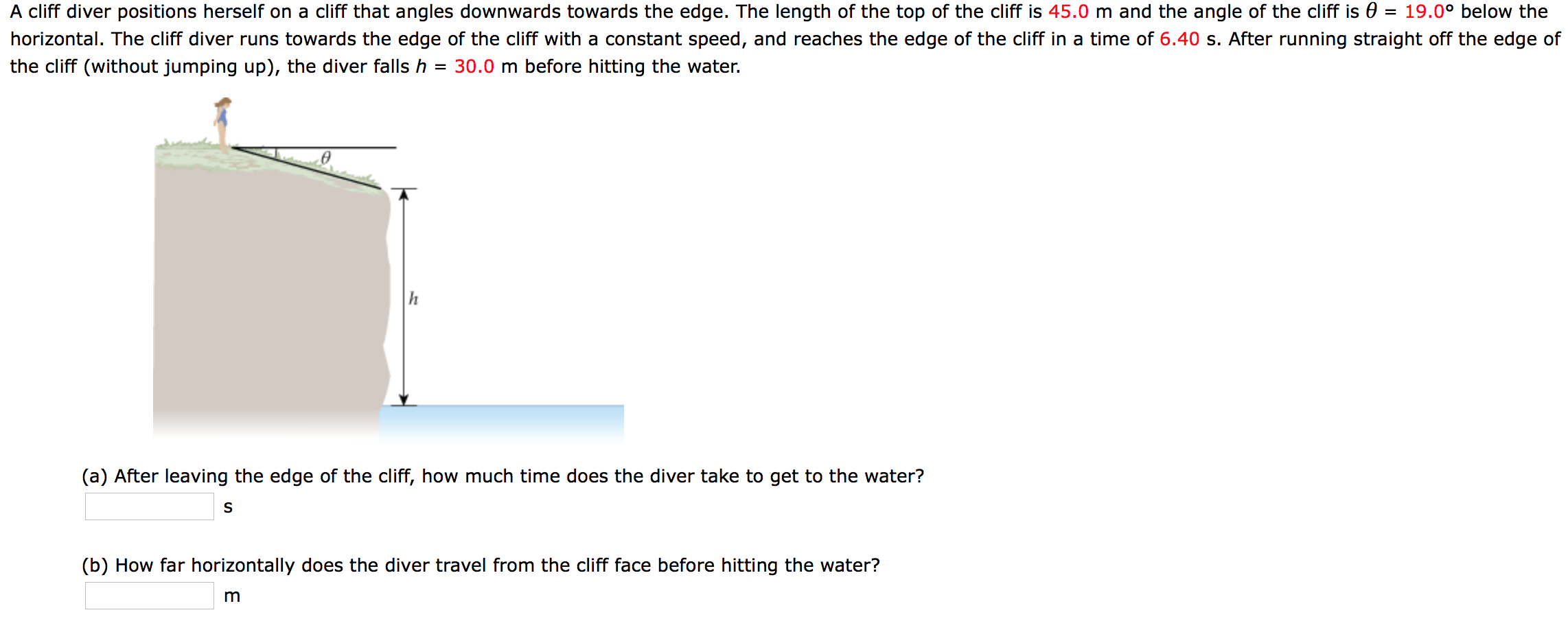 Solved A cliff diver positions herself on a cliff that | Chegg.com
