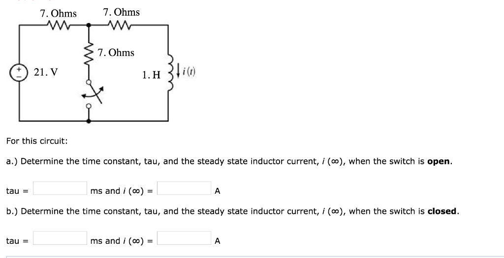 Solved 7.Ohms7. Ohms 7.Ohms 21. V For this circuit: a.) | Chegg.com