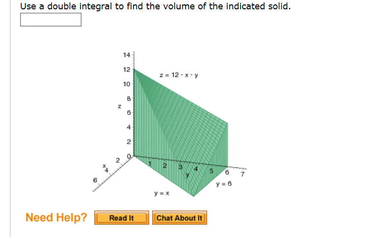 Solved Use a double integral to find the volume of the | Chegg.com