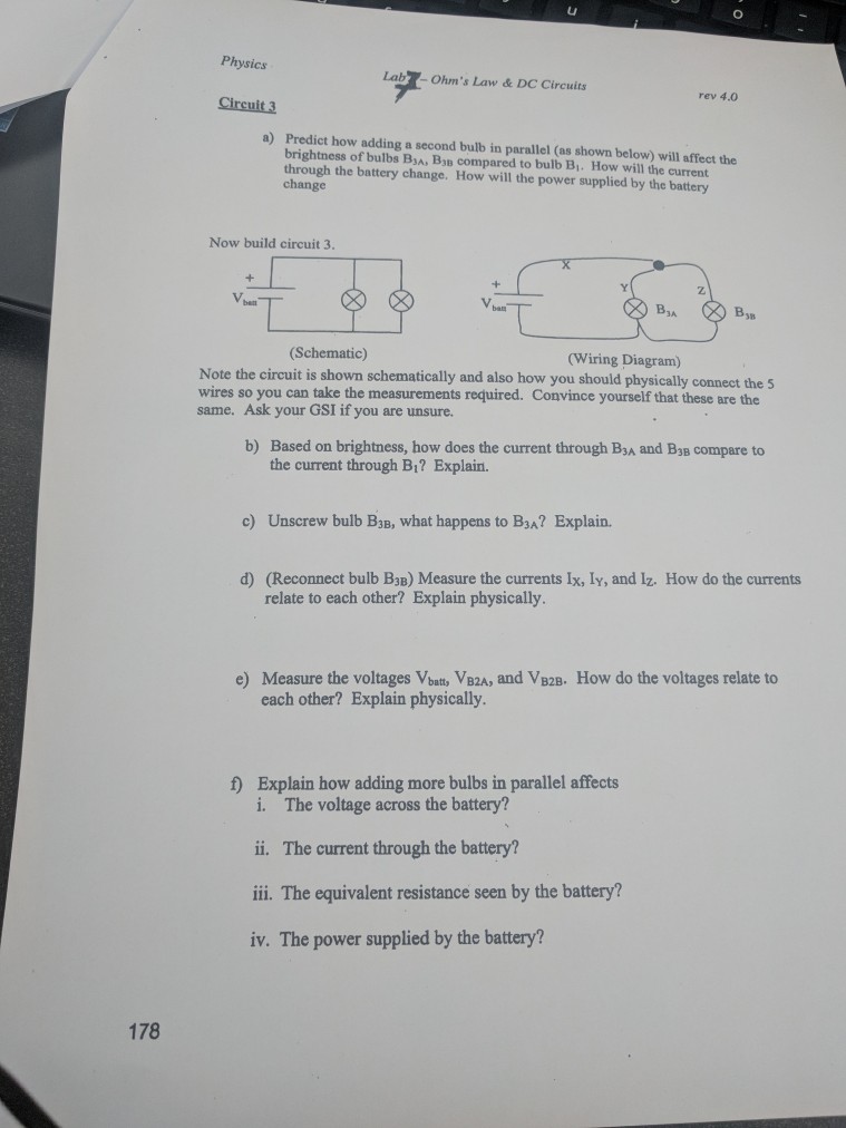 Solved Physics Lab Ohm's Law & DC Circuits rev 4.0 Circuit 3 | Chegg.com