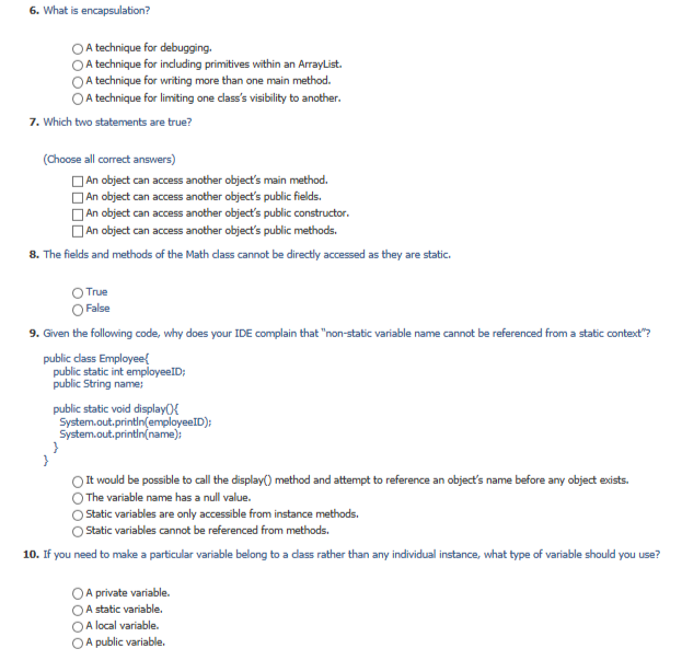 Solved 1 Variables Created Within A Method Can Be Accessed 