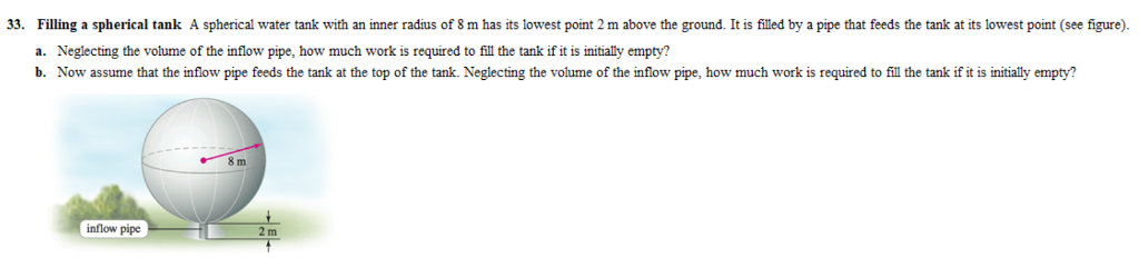 Solved 33. Filling a spherical tank A spherical water tank | Chegg.com
