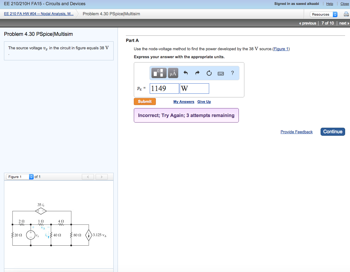 Solved The Source Voltage Vg In The Circuit In Figure Equals