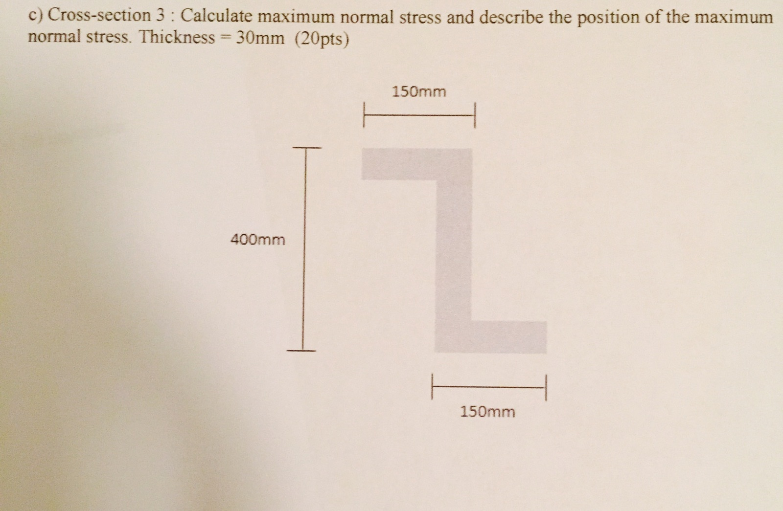 Solved ) Cross-section 3 : Calculate maximum normal stress | Chegg.com