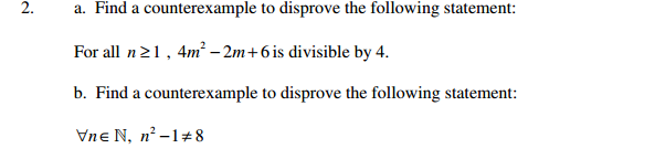 Solved Find a counterexample to disprove the following | Chegg.com