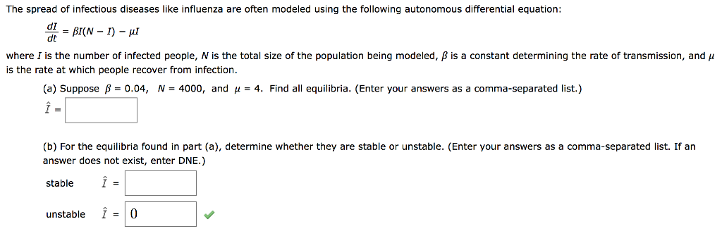 Solved The spread of infectious diseases like influenza are | Chegg.com