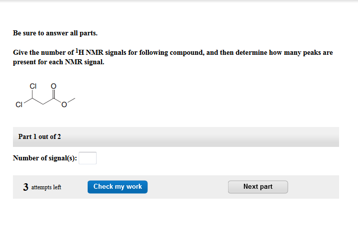 Solved Give the number of ^1H NMR signals for following | Chegg.com