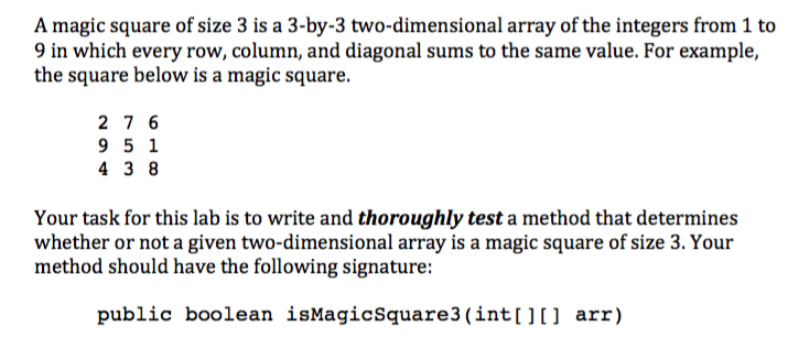 Solved A magic square of size 3 is a 3-by-3 two-dimensional | Chegg.com
