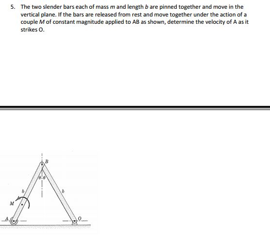 Solved The two slender bars each of mass m and length b are | Chegg.com