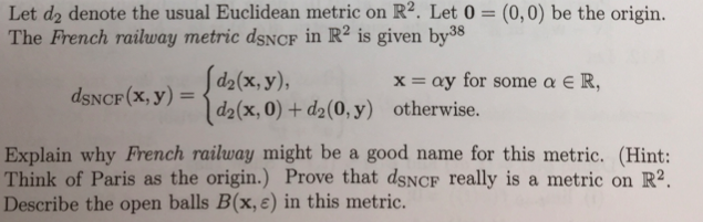 Let d2 denote the usual Euclidean metric on R2. Let 0 | Chegg.com