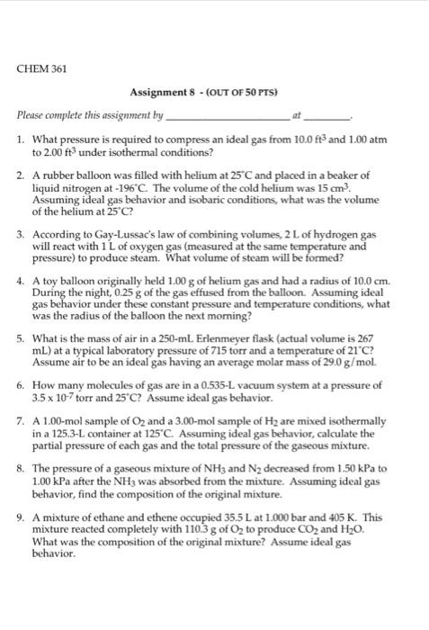 Solved CHEM 361 Assignment 8 (OUTOF50PTS) Please complete | Chegg.com