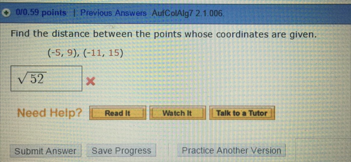 Solved Find the distance between the points whose | Chegg.com