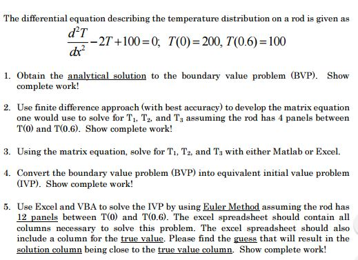 The differential equation describing the temperature | Chegg.com