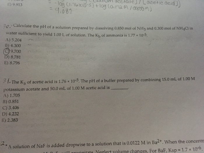 Solved Calculate the pH Of a solution prepared by dissolving | Chegg.com