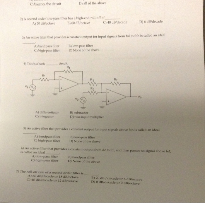Solved A second order low-pass filter has a high-end | Chegg.com