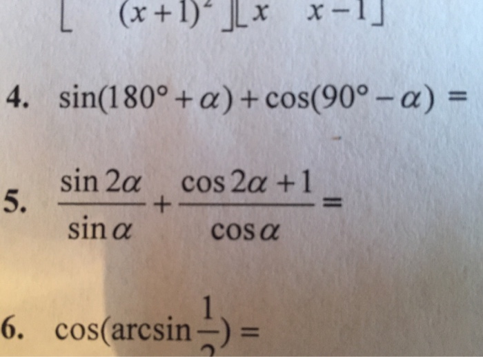 Solved Sin 180 Degree Alpha Cos 90 Degree Alpha Chegg