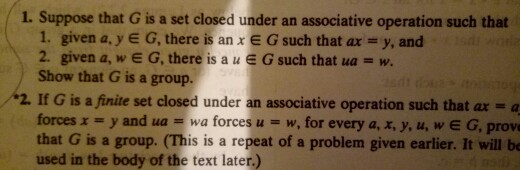 Solved 1. Suppose that G is a set closed under an | Chegg.com