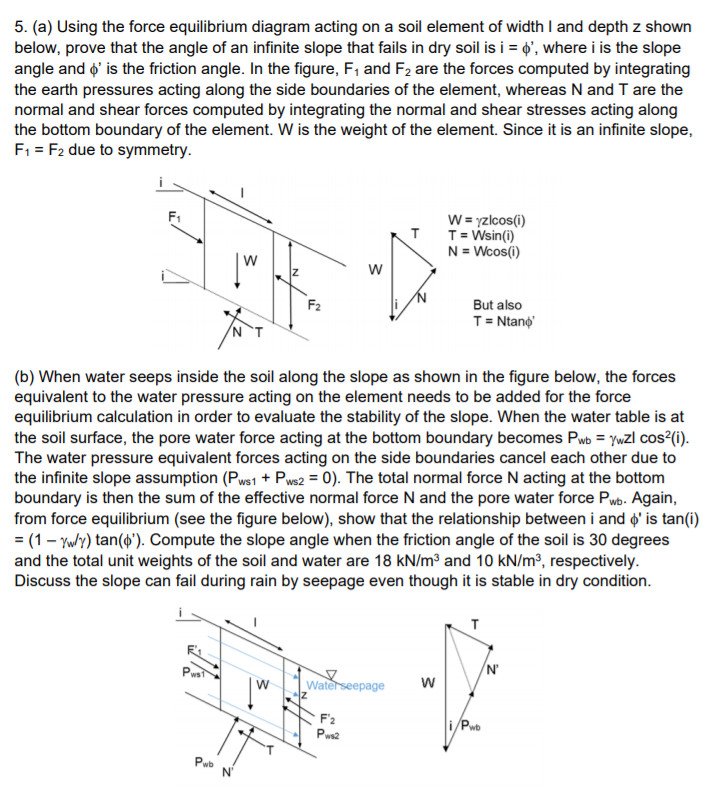 Solved 5. (a) Using the force equilibrium diagram acting on | Chegg.com
