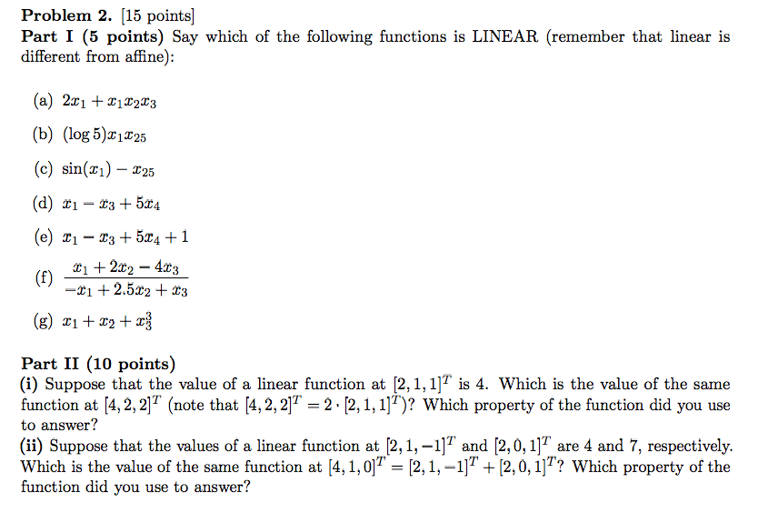 Solved Say which of the following functions is LINEAR | Chegg.com
