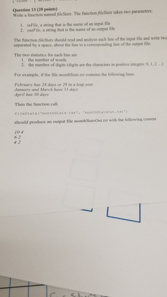 Solved Question 13 (20 points) Write a function named | Chegg.com