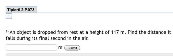 Solved An object is dropped from rest at a height of 117 m. | Chegg.com