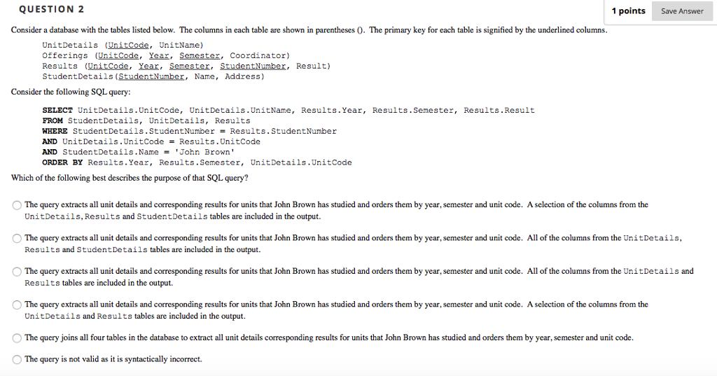 Solved QUESTION 1 1 points Save Answer Consider a non-empty | Chegg.com