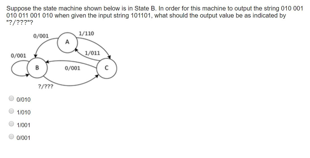 Solved Suppose the state machine shown below is in State B. | Chegg.com