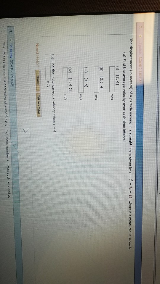 Solved displacement (in meters) of a particle moving in a | Chegg.com