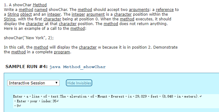 Solved 1 A Showchar Method Write A Method Named Showchar Chegg
