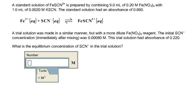 Solved A standard solution of FeSCN^2+ is prepared by | Chegg.com