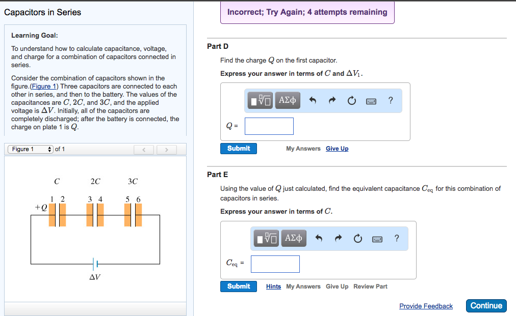 Solved Capacitors in Series Learning Goal: To understand how | Chegg.com
