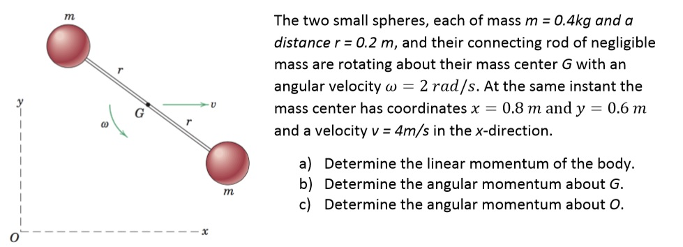 Solved The two small spheres, each of mass m-0.4kg and a | Chegg.com
