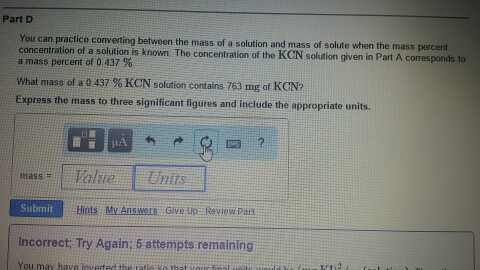 Solved Part D You can practice converting between the mass | Chegg.com