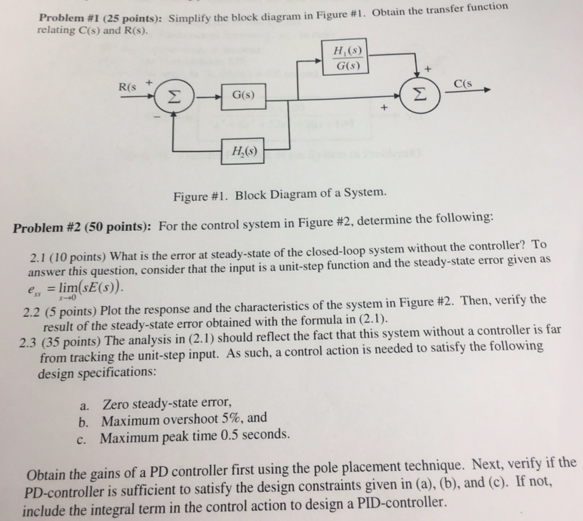Solved Simplify The Block Diagram In Figure 1 Obtain The 1536