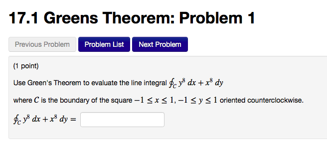 Solved 17.1 Greens Theorem: Problem 1 Previous Problem | Chegg.com