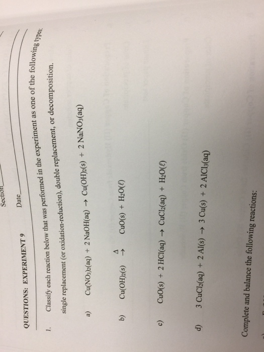 Solved Classify each reaction below that was performed in | Chegg.com