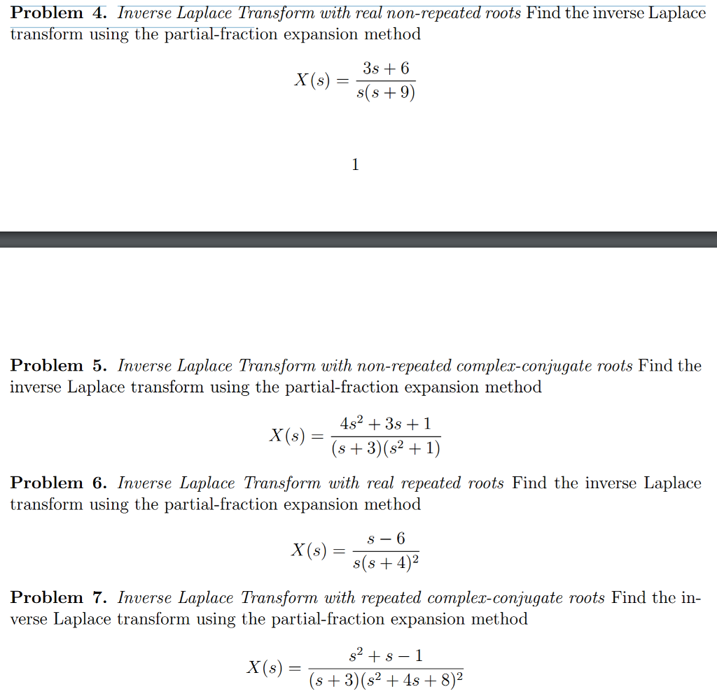 Solved Problem 4. Inverse Laplace Transform with real | Chegg.com