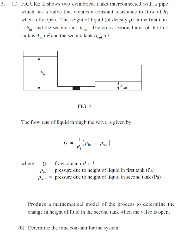 Solved 3. (a) FIGURE 2 shows two cylindrical tanks | Chegg.com