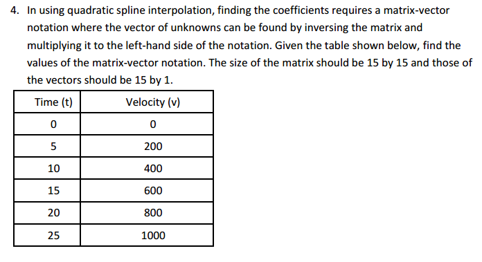 Solved In using quadratic spline interpolation, finding the | Chegg.com