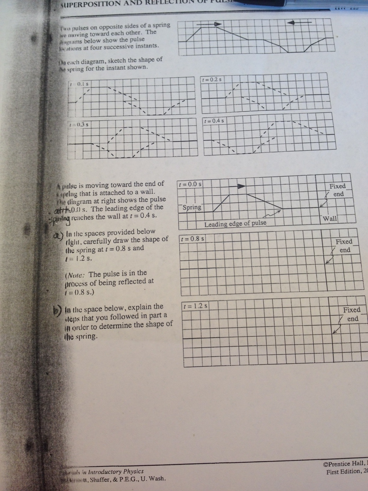 Two pulses on opposite sides of a spring moving | Chegg.com