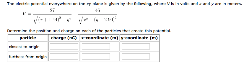 Solved The electric potential everywhere on the xy plane is | Chegg.com