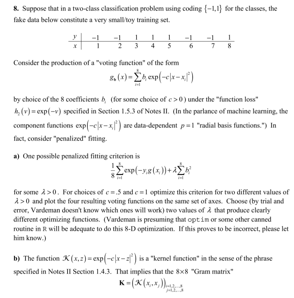 8. Suppose that in a two-class classification problem | Chegg.com