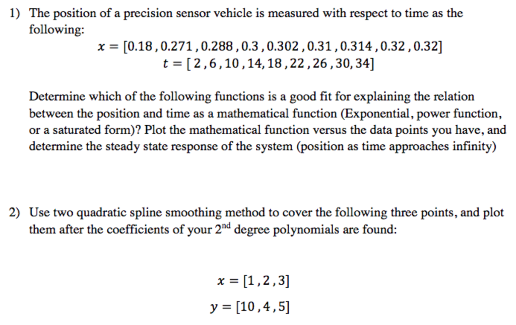1. The position of a precision sensor vehicle is | Chegg.com
