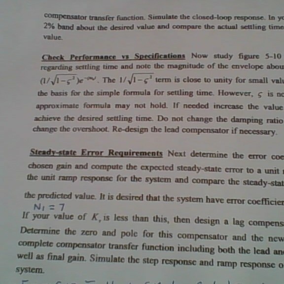 Solved compensator transfer function. Simulate the | Chegg.com