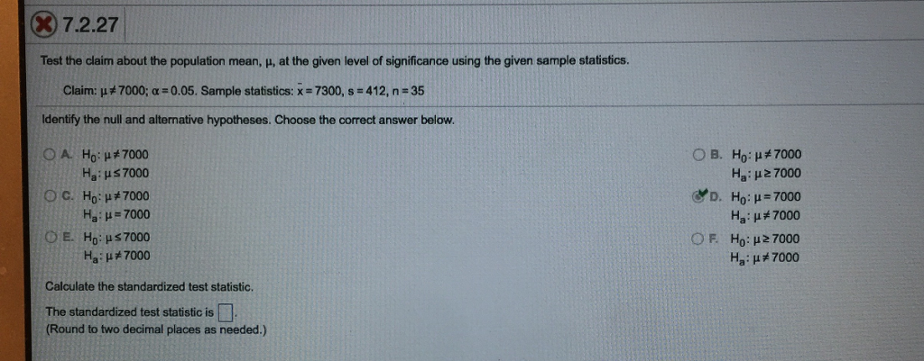 Solved B Calculate The Standardized Test Statistic C 9536