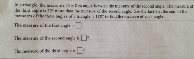Solved In a triangle, the measure of the first angle is | Chegg.com